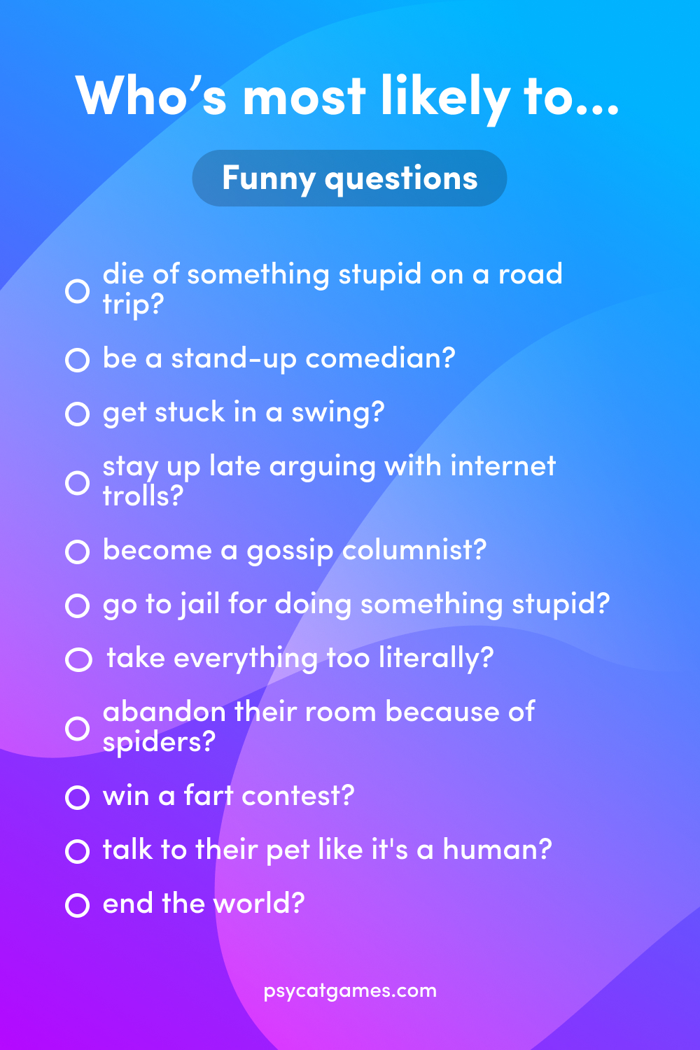 250 Best Most Likely To Questions For Any Party 250 Best Most Likely To Questions For Any Party